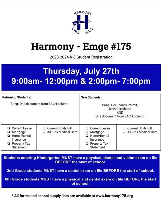 2023-24 Online Student Registration | Harmony-Emge School District #175
